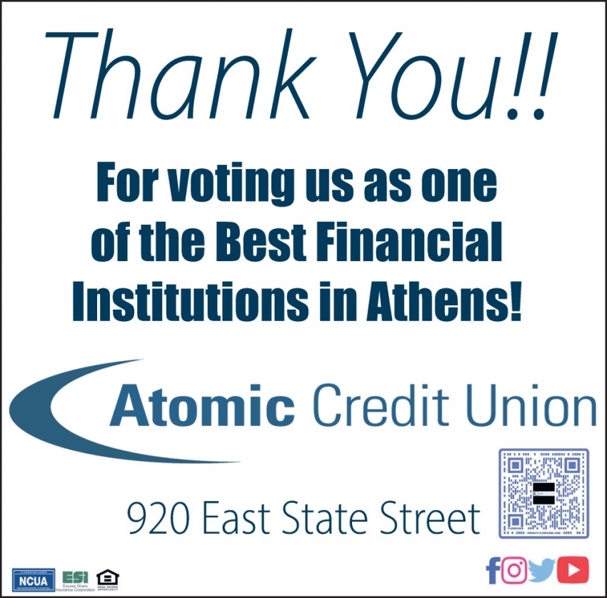 Best Financial Instituion In Athens!, Atomic Credit Union, Piketon, OH